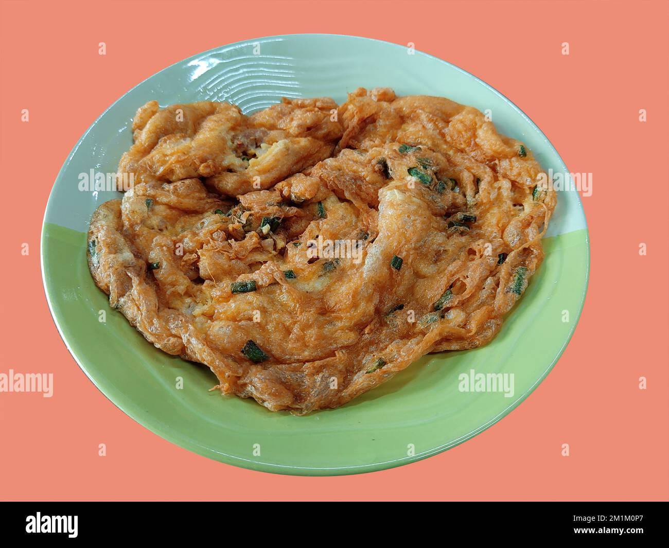 Isolated fried beaten egg with pork or crab or shrimp - famous Thai ...