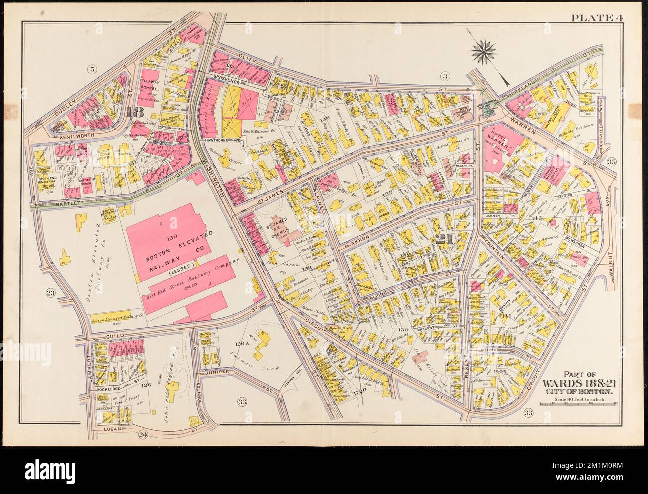 Atlas of the city of Boston, Roxbury : plate 4 , Boston Mass., Maps ...