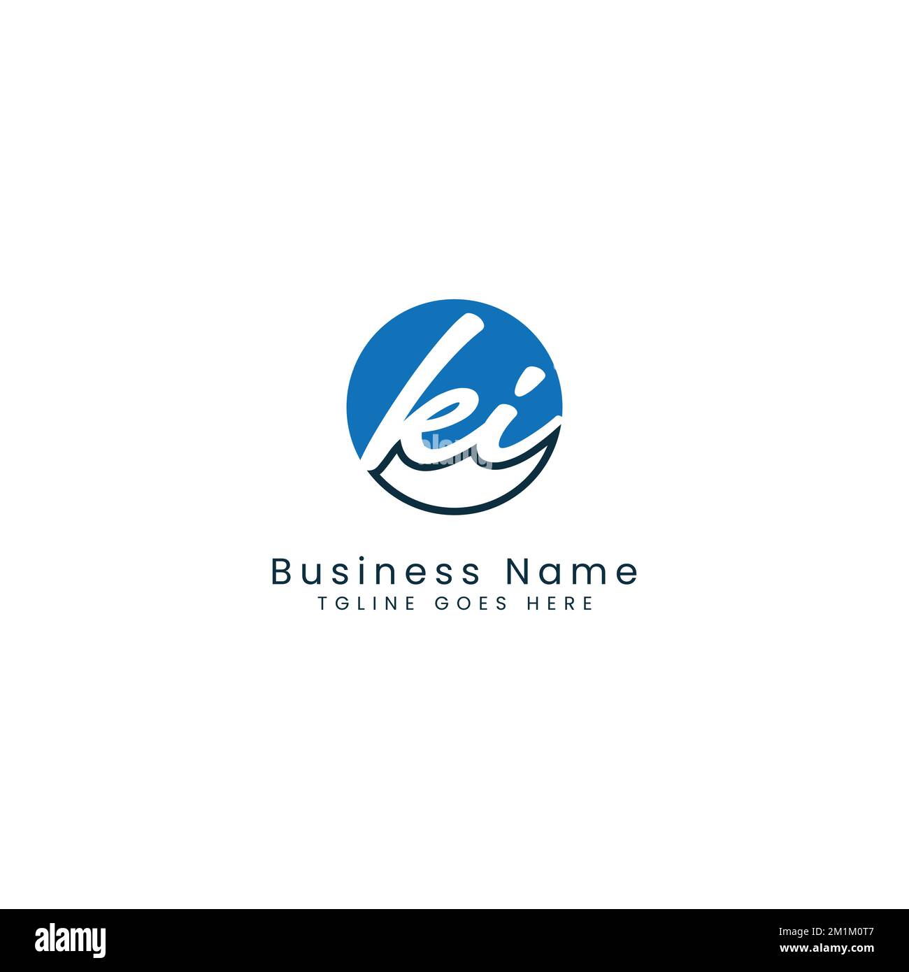 K I Ki Initial Letter Handwritten And Signature Vector Image Template In Round Shape Logo Stock