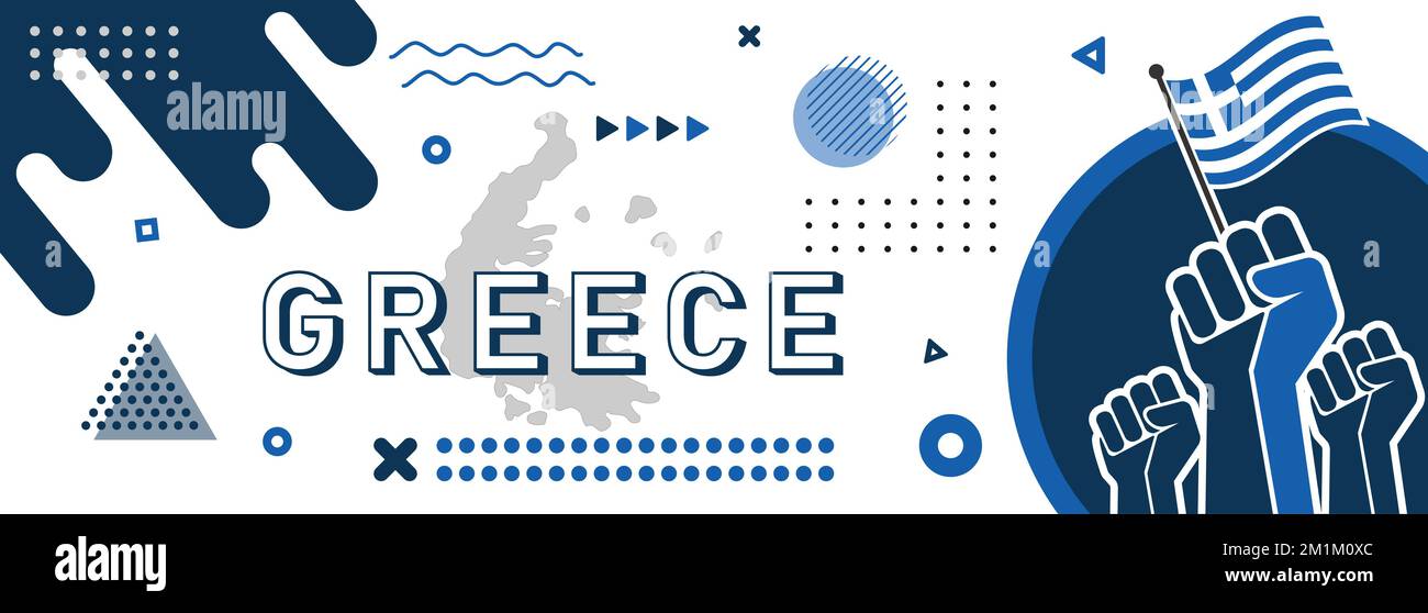 Greece national, independence day and Ohi day banner with abstract ...