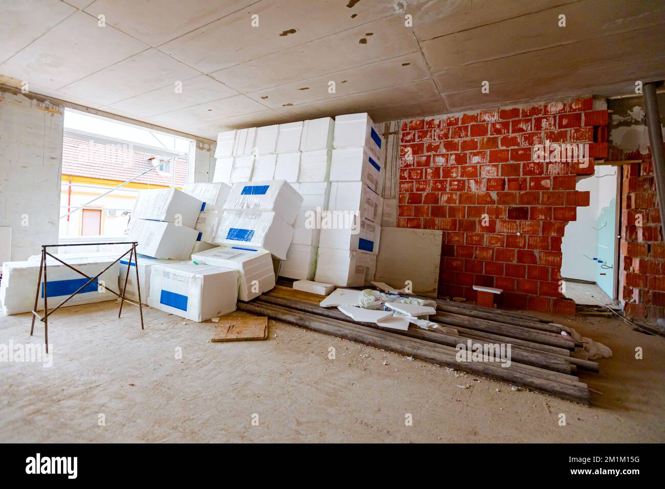 Packages of thermal insulation material, Styrofoam, wrapped in foil ...