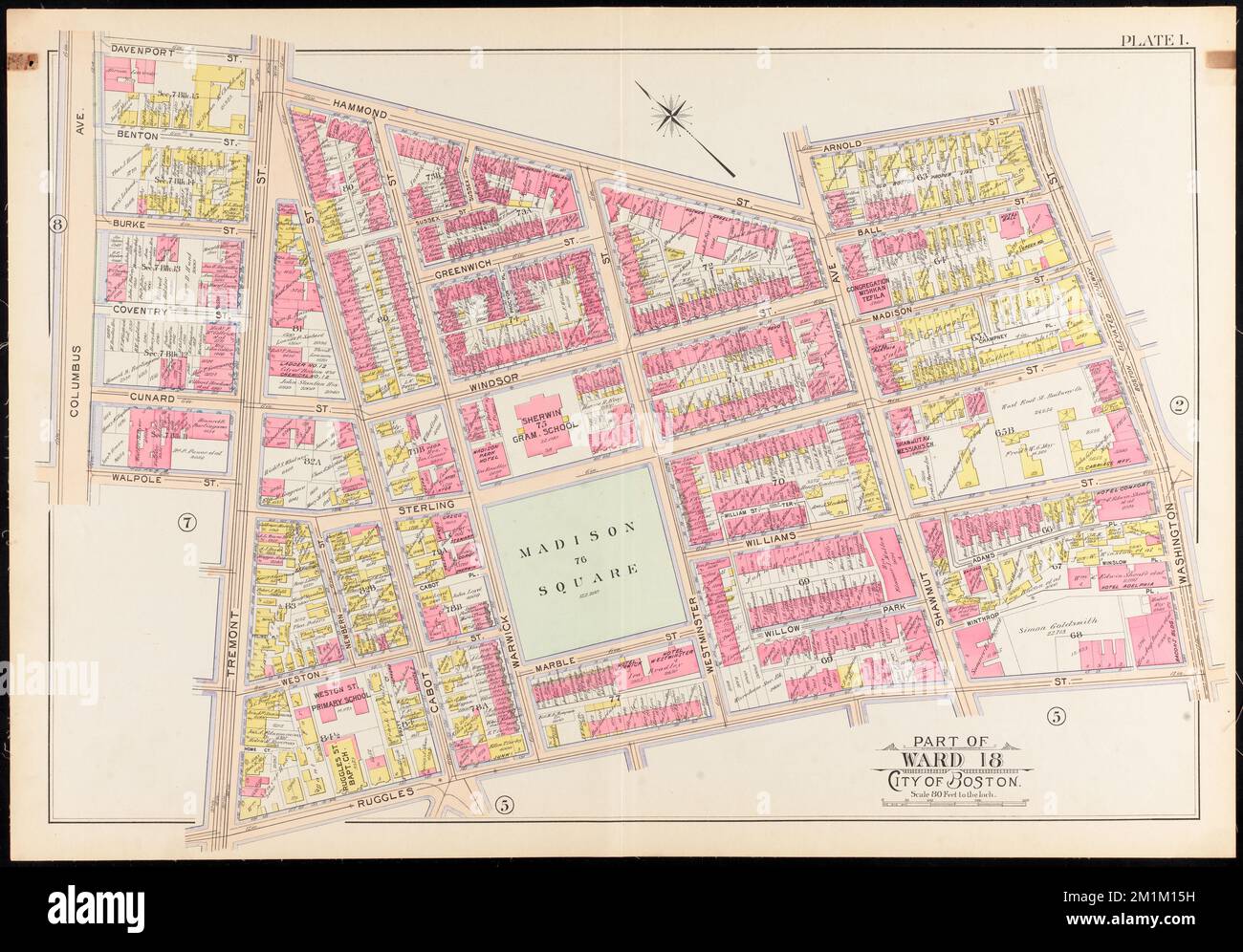 Atlas of the city of Boston, Roxbury : plate 1 , Boston Mass., Maps ...