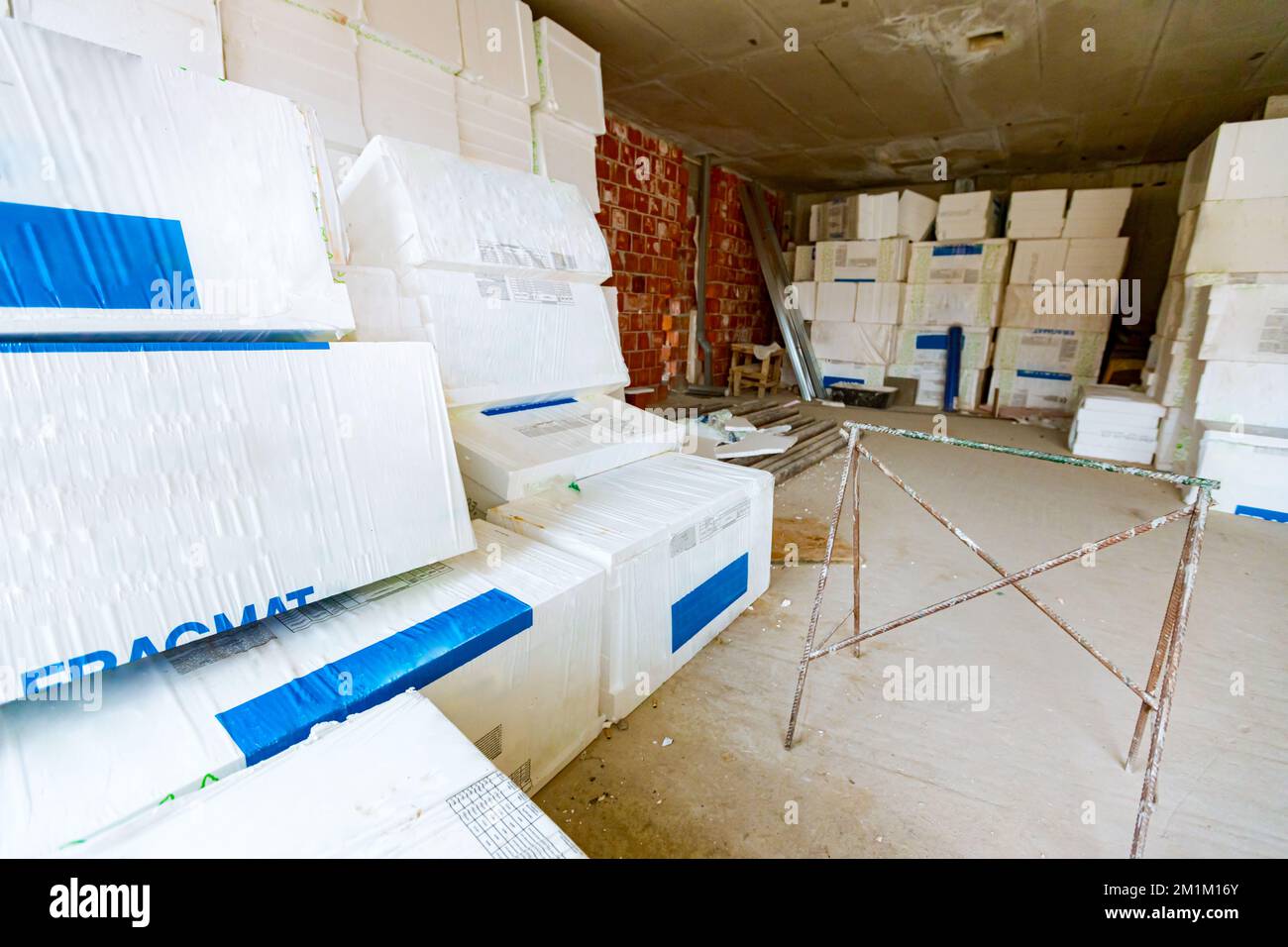 Packages of thermal insulation material, Styrofoam, wrapped in foil ...