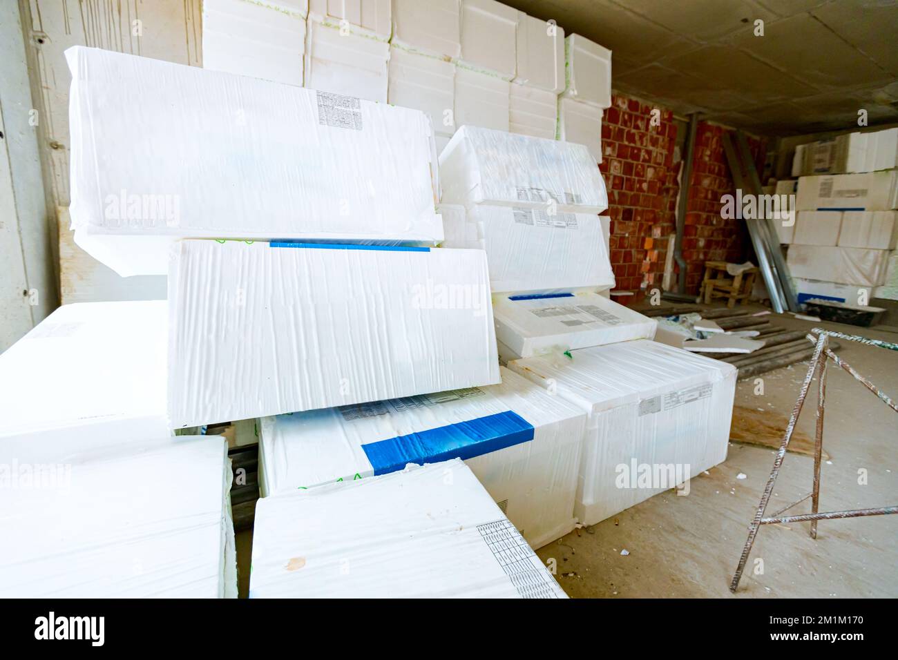 Packages of thermal insulation material, Styrofoam, wrapped in foil ...
