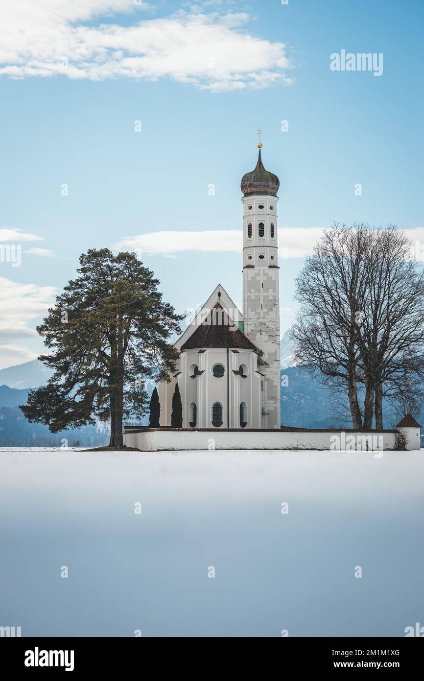 A vertical shot of St Coloman Church. Schwangau, Germany Stock Photo ...