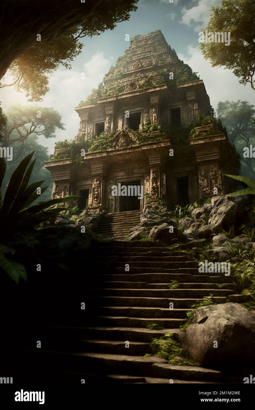 Lost temple illustration hi-res stock photography and images - Alamy