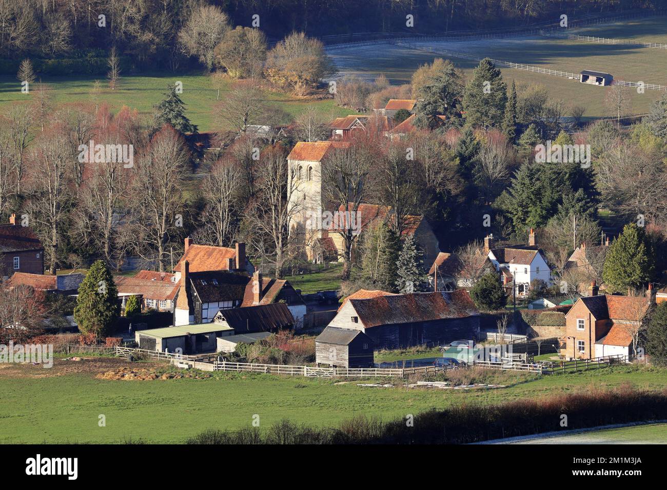 An English Rural Landscape in th Chiltern Hills with the Hamlet of ...