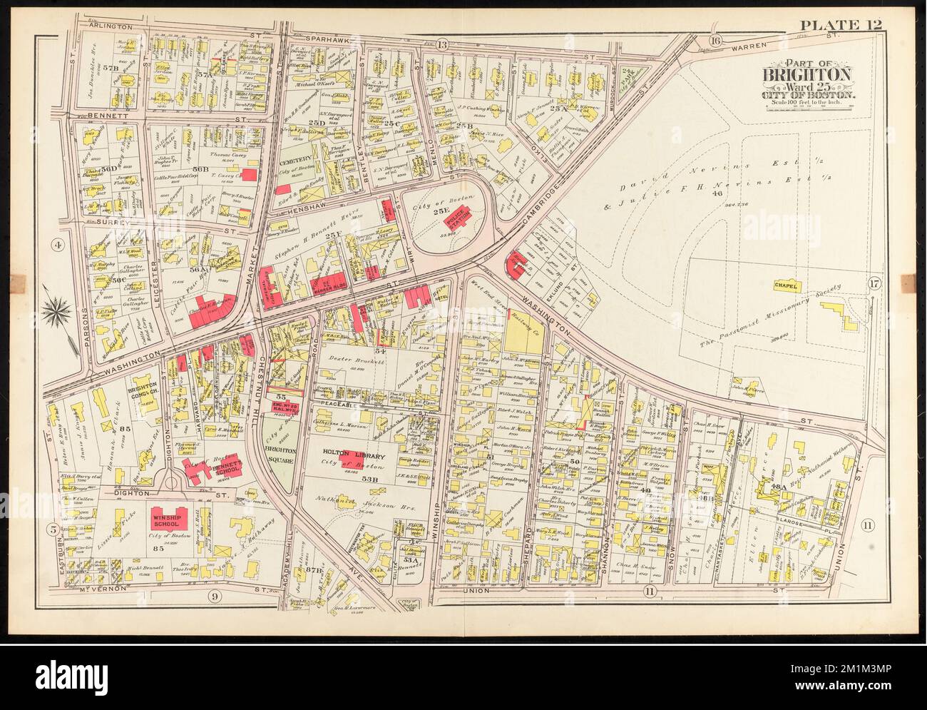 Atlas of the city of Boston, ward 25, Brighton : plate 12 , Boston Mass ...