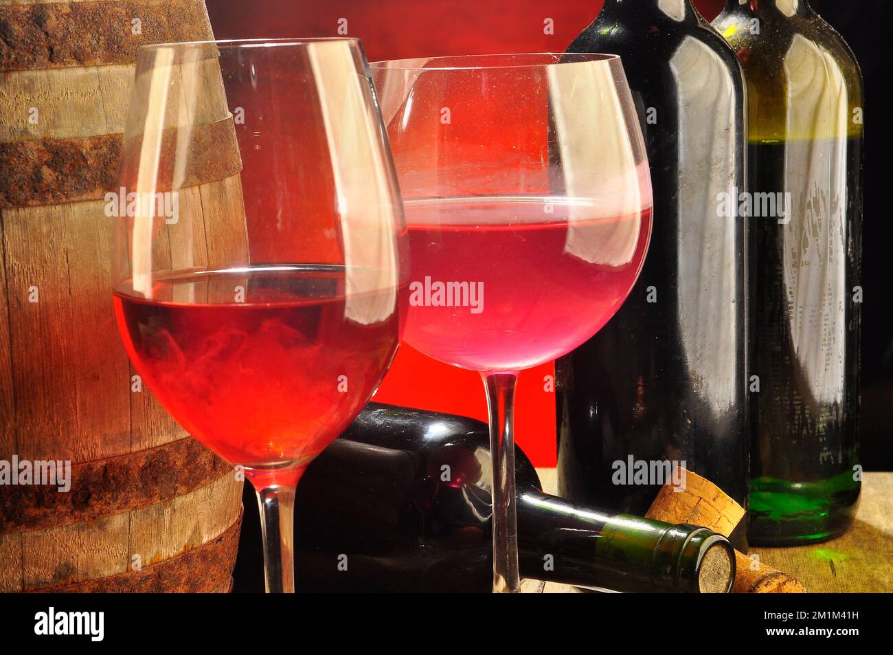 Glass and bottle of wine on the table Stock Photo - Alamy