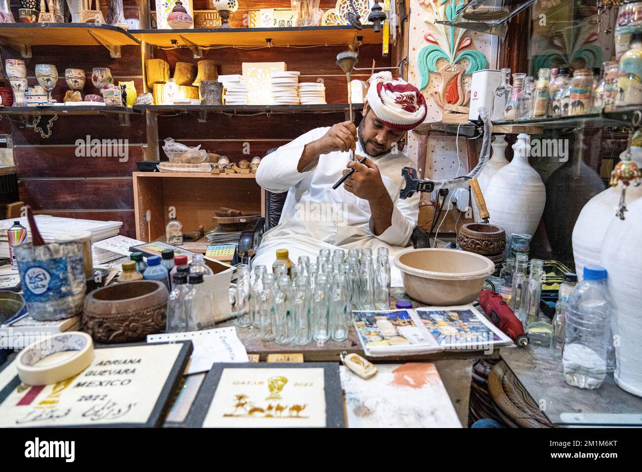 Qatari men in Souq Waqif Traditional Market during the FIFA World Cup ...