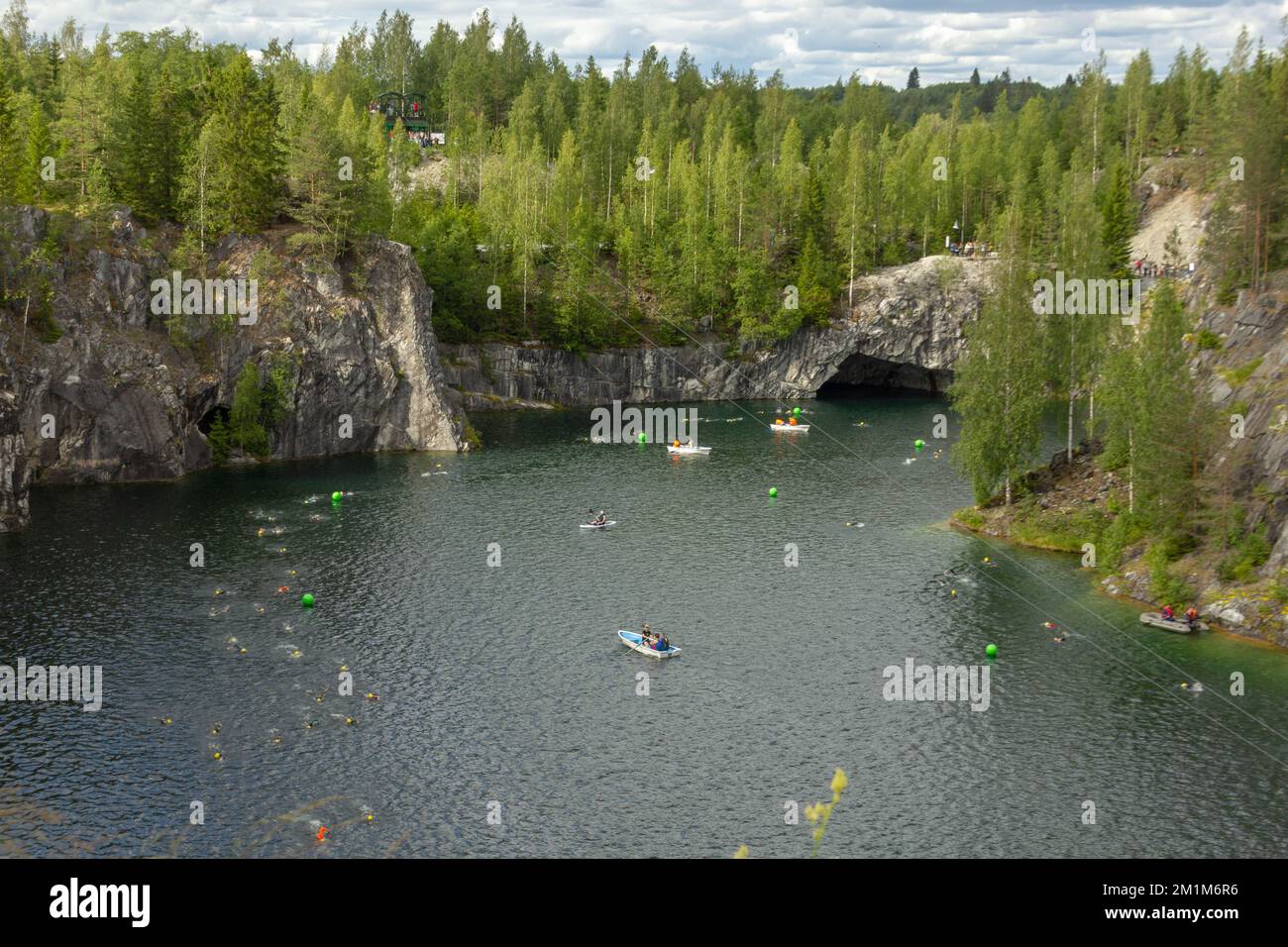 Marble canyon in the mountain park Ruskeala, Karelia, Russia Stock ...