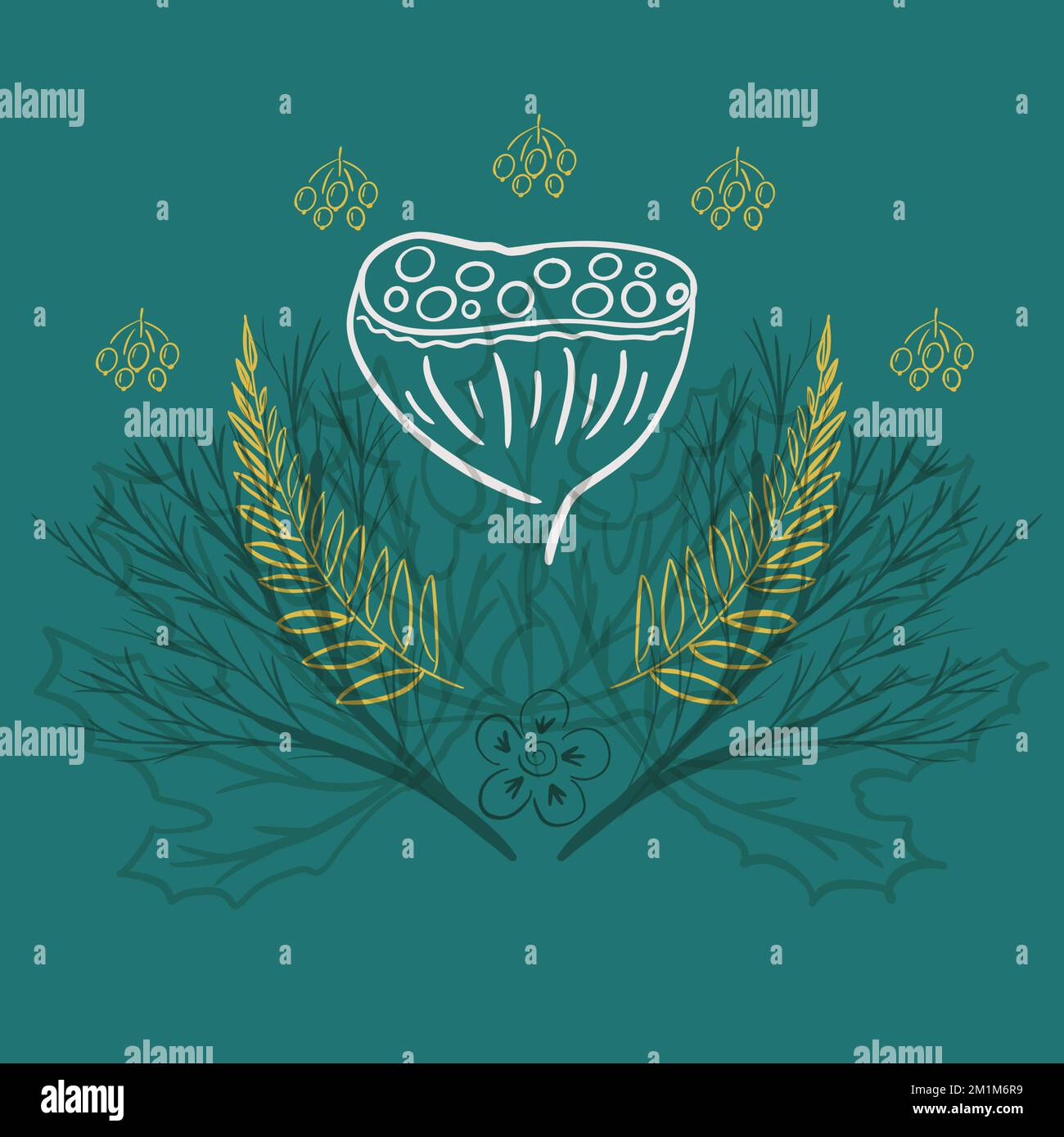 Floral isolated pattern. Simple shapes. Sketch drawing and nature motif ...