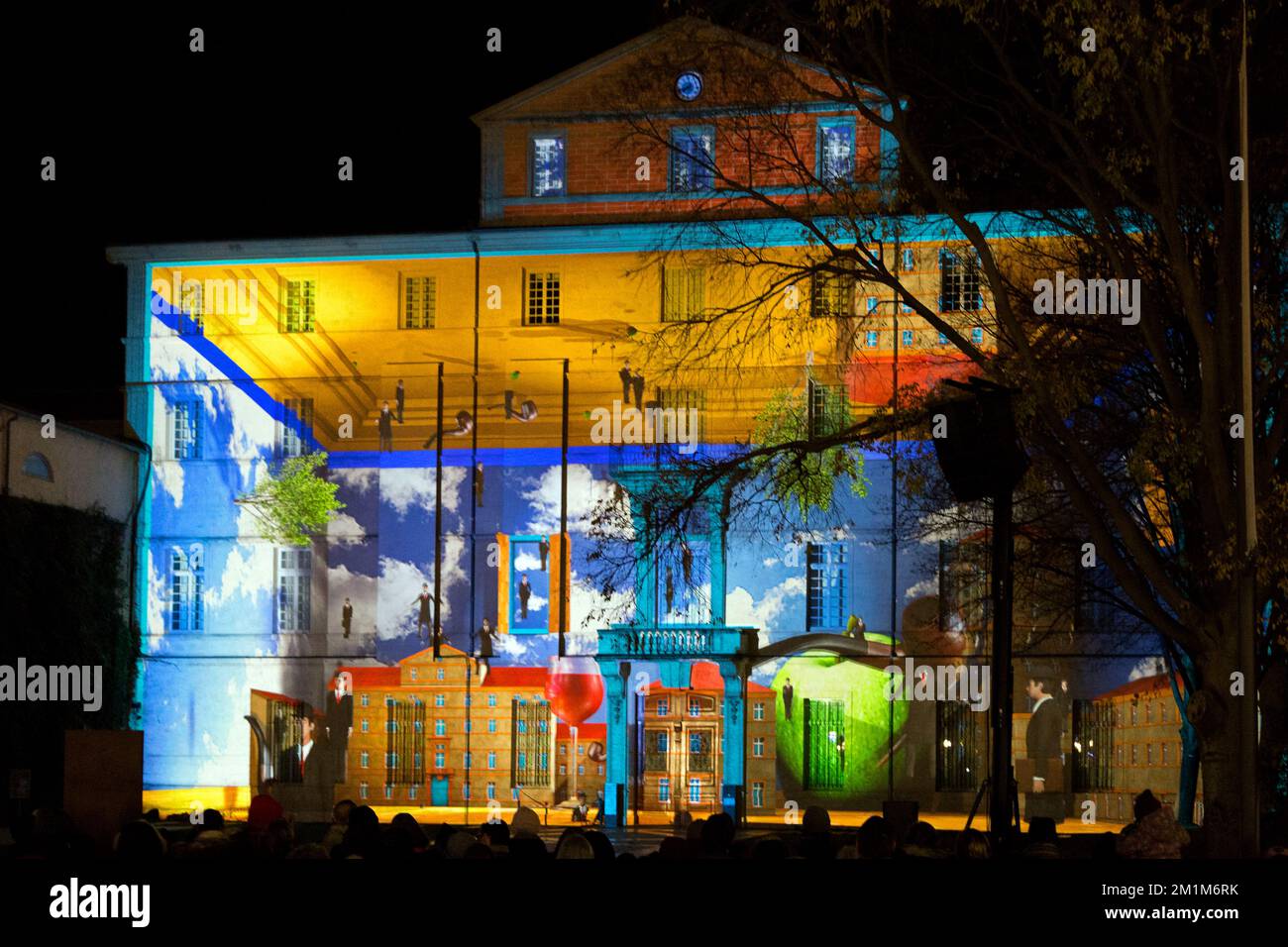 Festival of Lights in the city center. Projections on the Fabre Museum ...