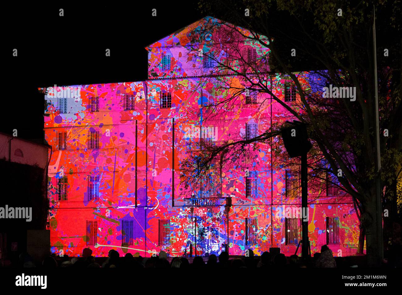 Festival of Lights in the city center. Projections on the Fabre Museum ...