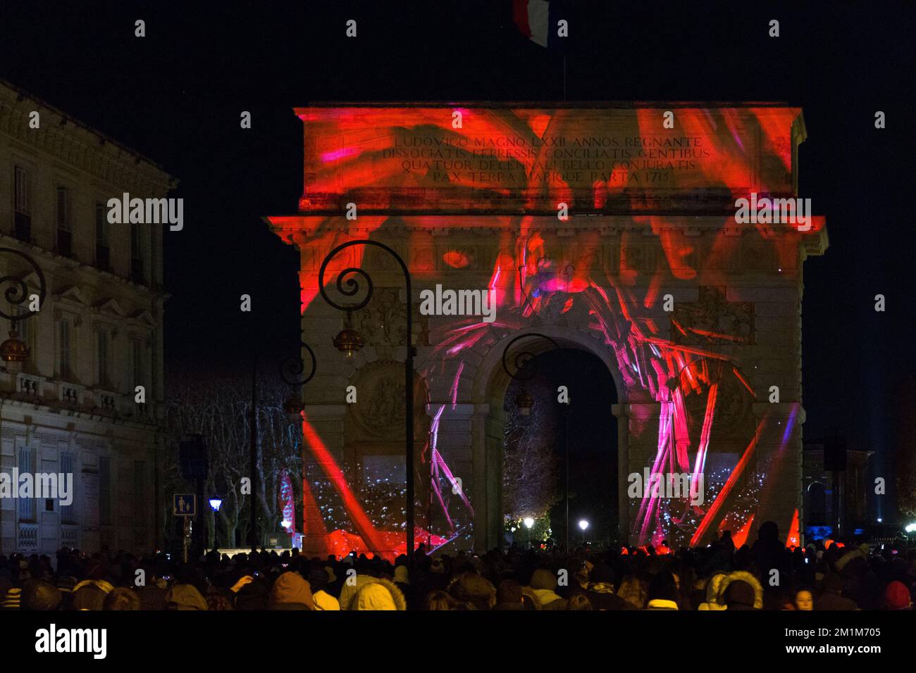 Festival of Lights in the city center. Projections on the Foch Arch of ...