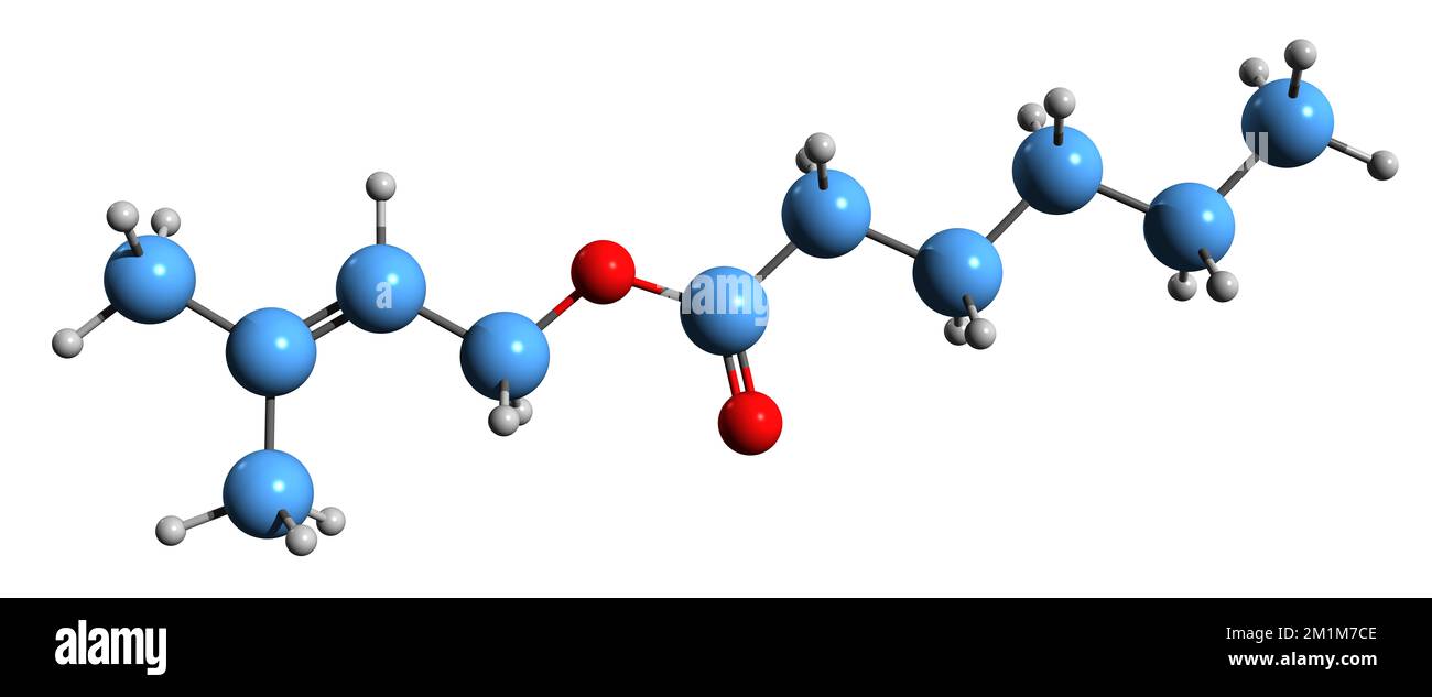 3D image of Prenyl caproate skeletal formula - molecular chemical ...