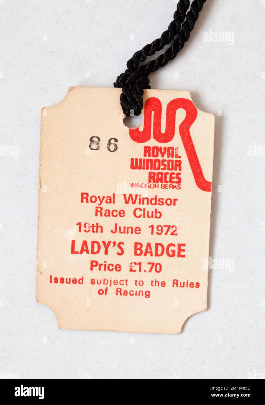 1970s Royal Windsor Races ladys racecourse entry tag Stock Photo - Alamy