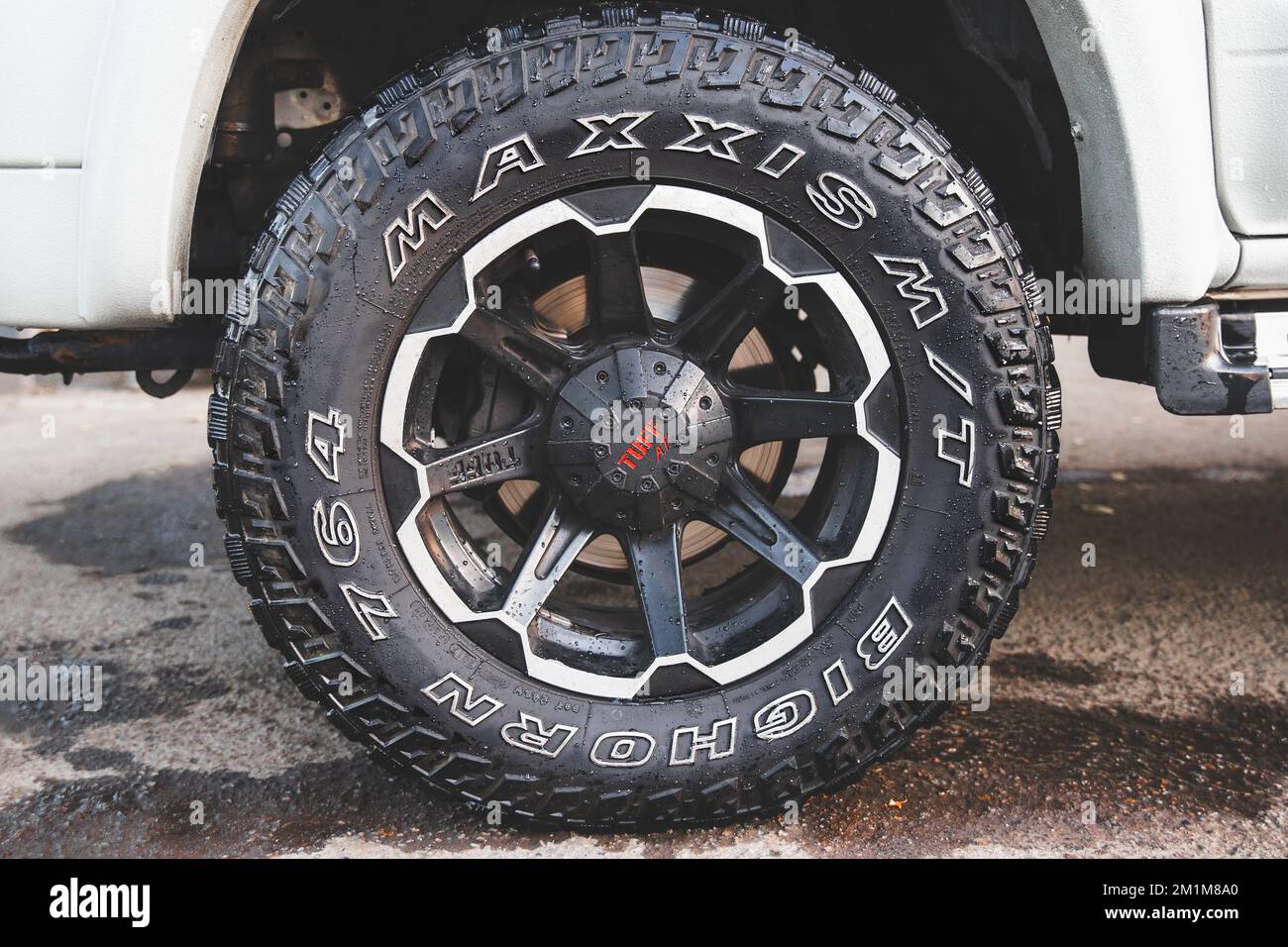 Tuff A.T. logo on alloy rim with Maxxis mt bighorn 764 tyre ready for ...