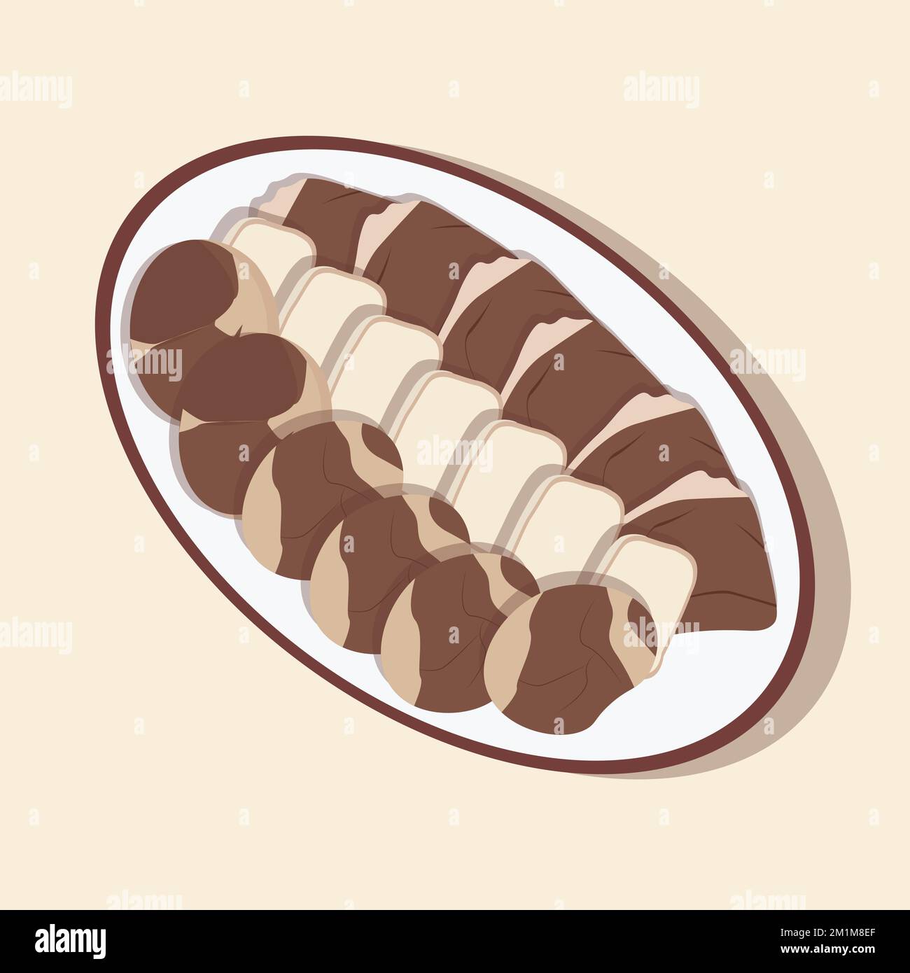 Vector illustration of Kazakh national cuisine, meat cut from kazy ...