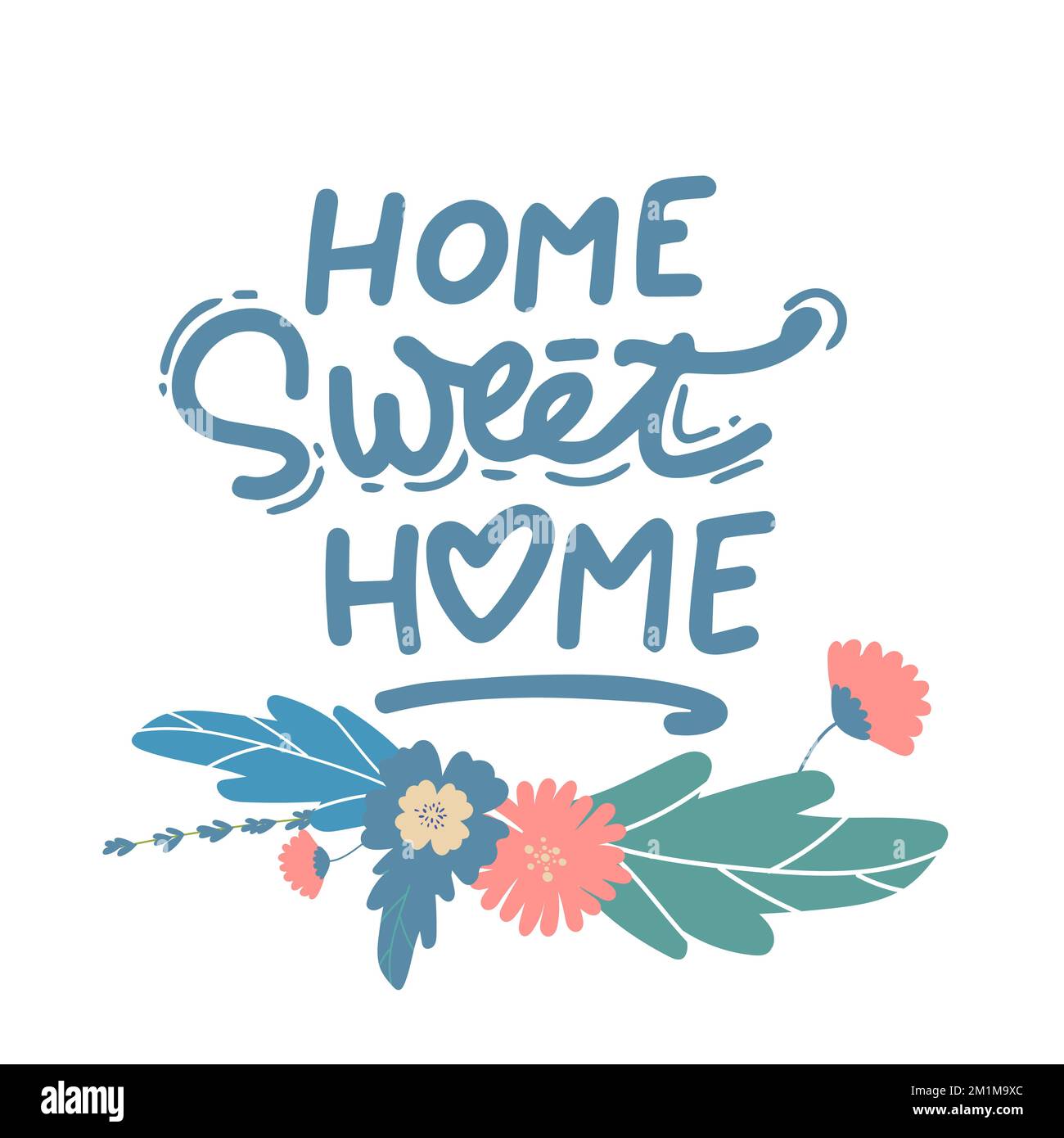 Hand lettering typography poster.Calligraphic quote Home sweet home ...