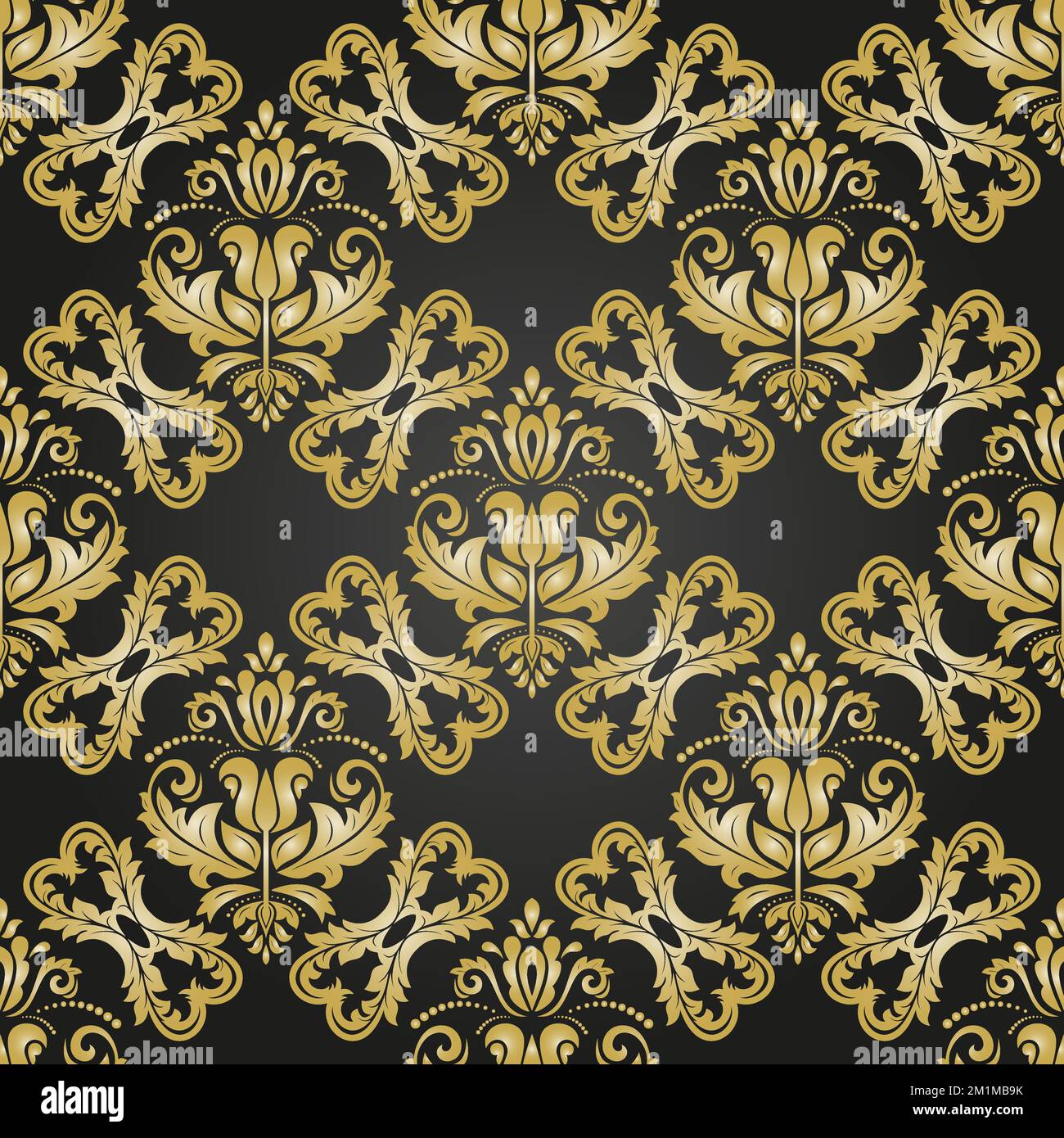 Orient vector classic pattern. Seamless black and golden abstract ...