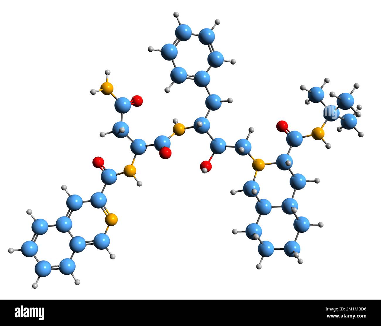 3D image of Saquinavir skeletal formula - molecular chemical structure ...