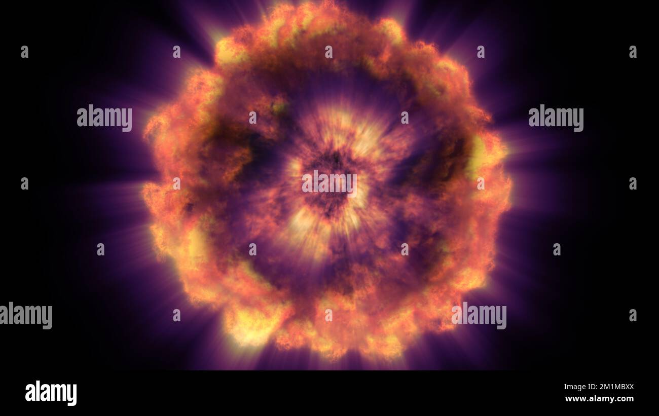fire flame ball explosion in space, abstract illustration Stock Photo ...