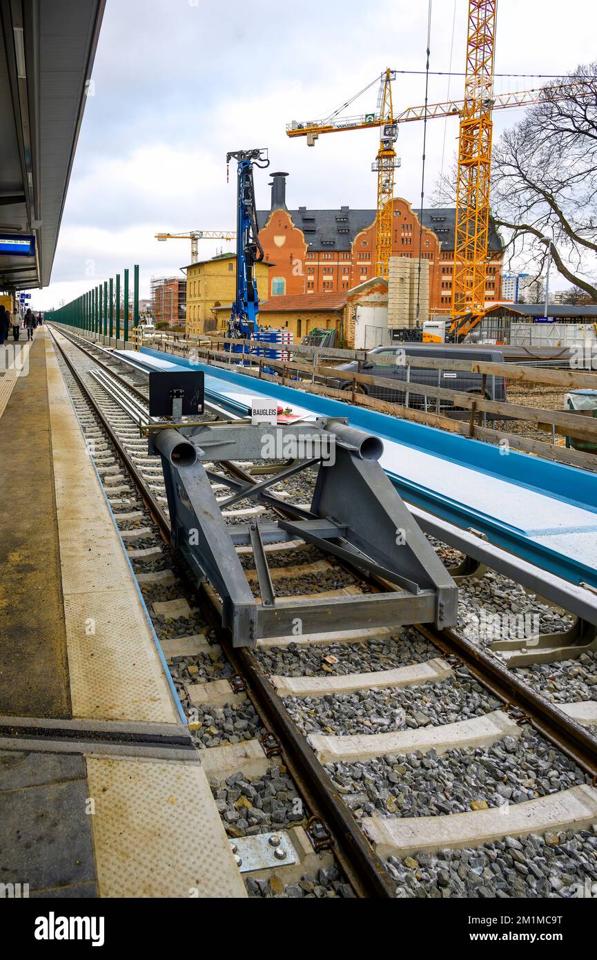 Berlin, Germany - December 12, 2022: Platform on the new Dresden Bahn ...