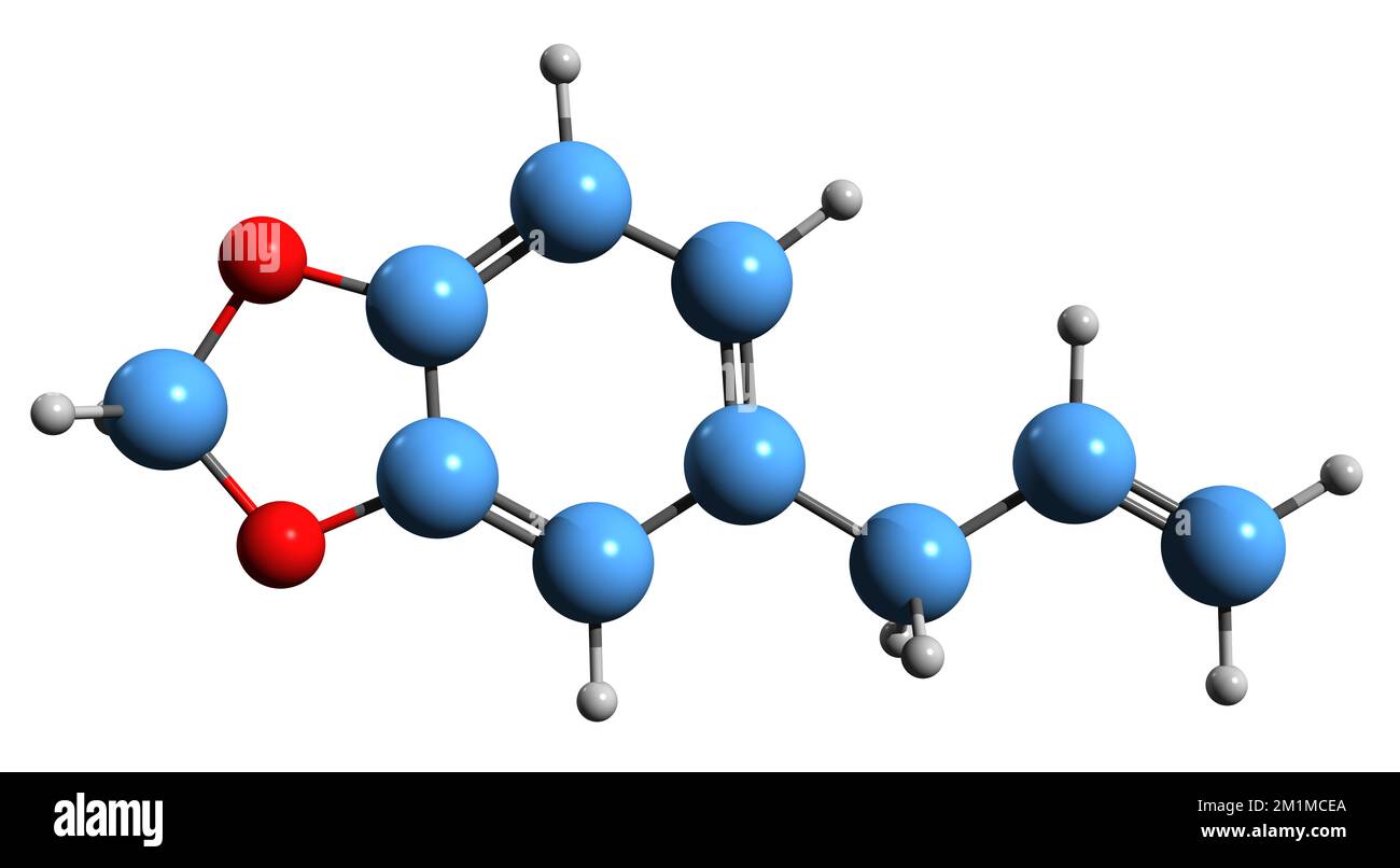 3D image of Safrole skeletal formula - molecular chemical structure of ...