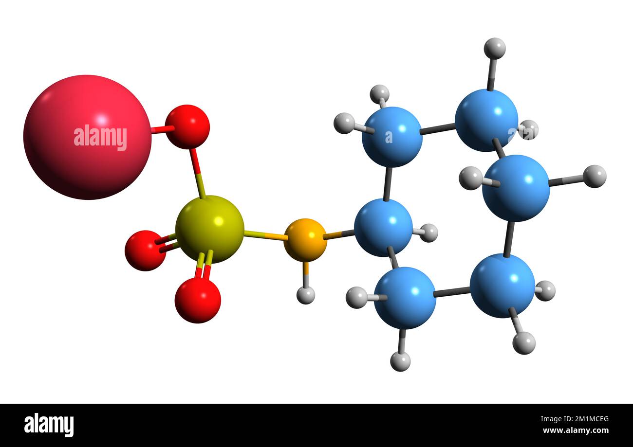 3D image of Cyclamate skeletal formula - molecular chemical structure ...