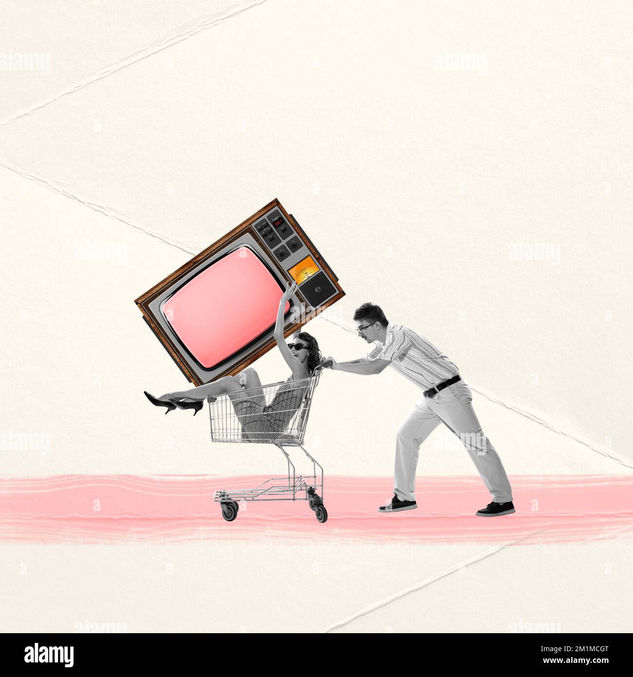Man and television and trolley hi-res stock photography and images - Alamy
