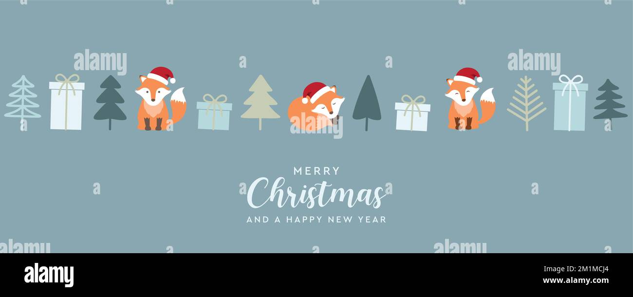 cute christmas motives fox tree and gift box Stock Vector Image & Art ...