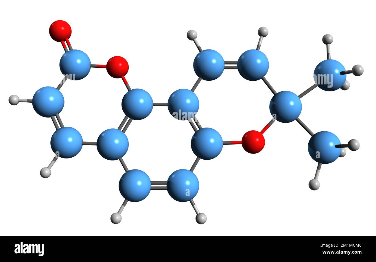 3D image of Seselin skeletal formula - molecular chemical structure of ...