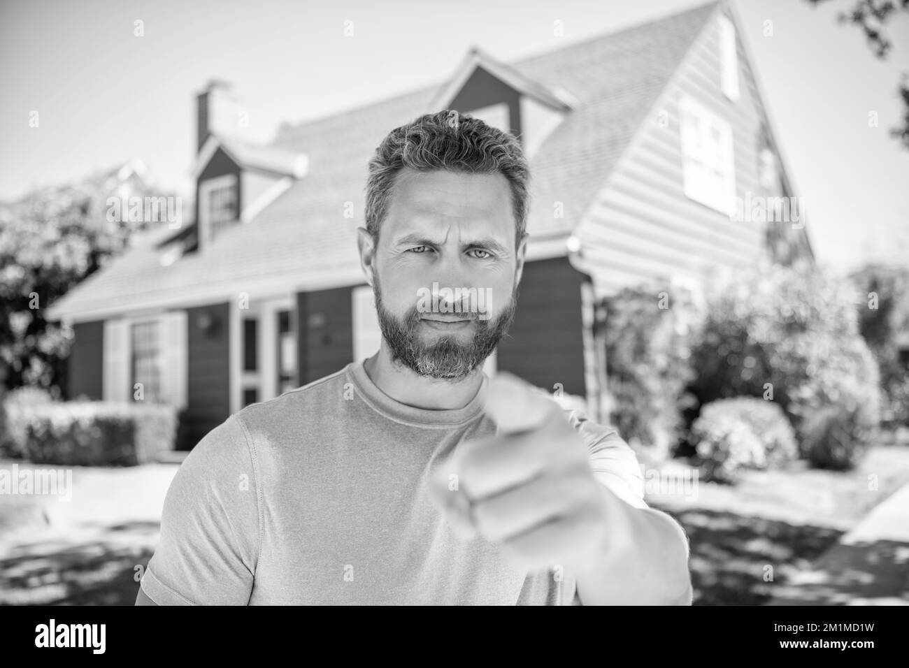 Finger pointing at the camera Black and White Stock Photos & Images - Alamy
