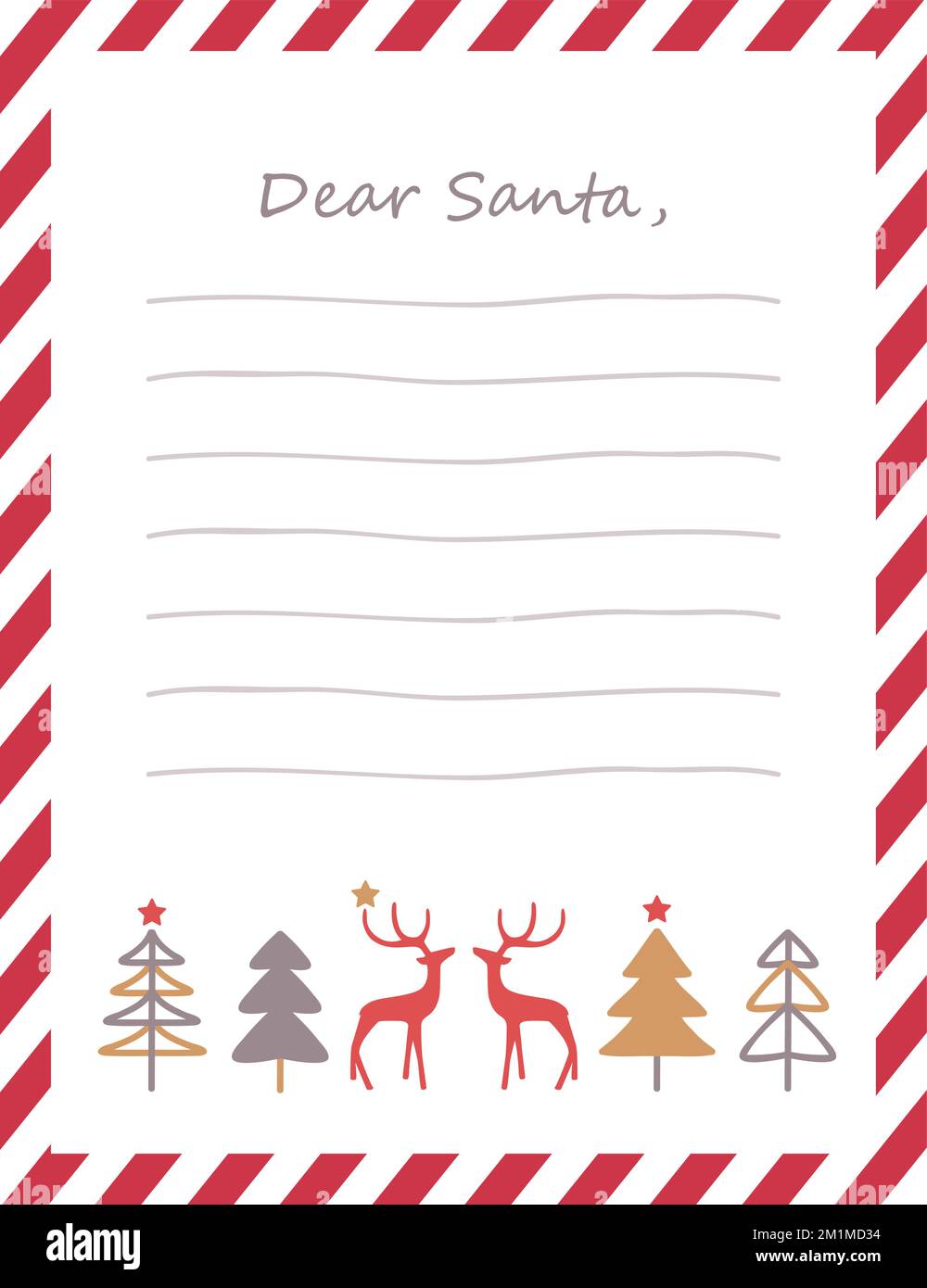 christmas wish list letter to santa claus for kids Stock Vector Image ...