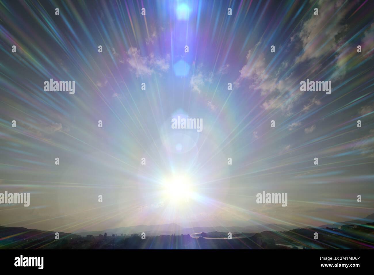sunset sun ray light shine, natural background Stock Photo - Alamy