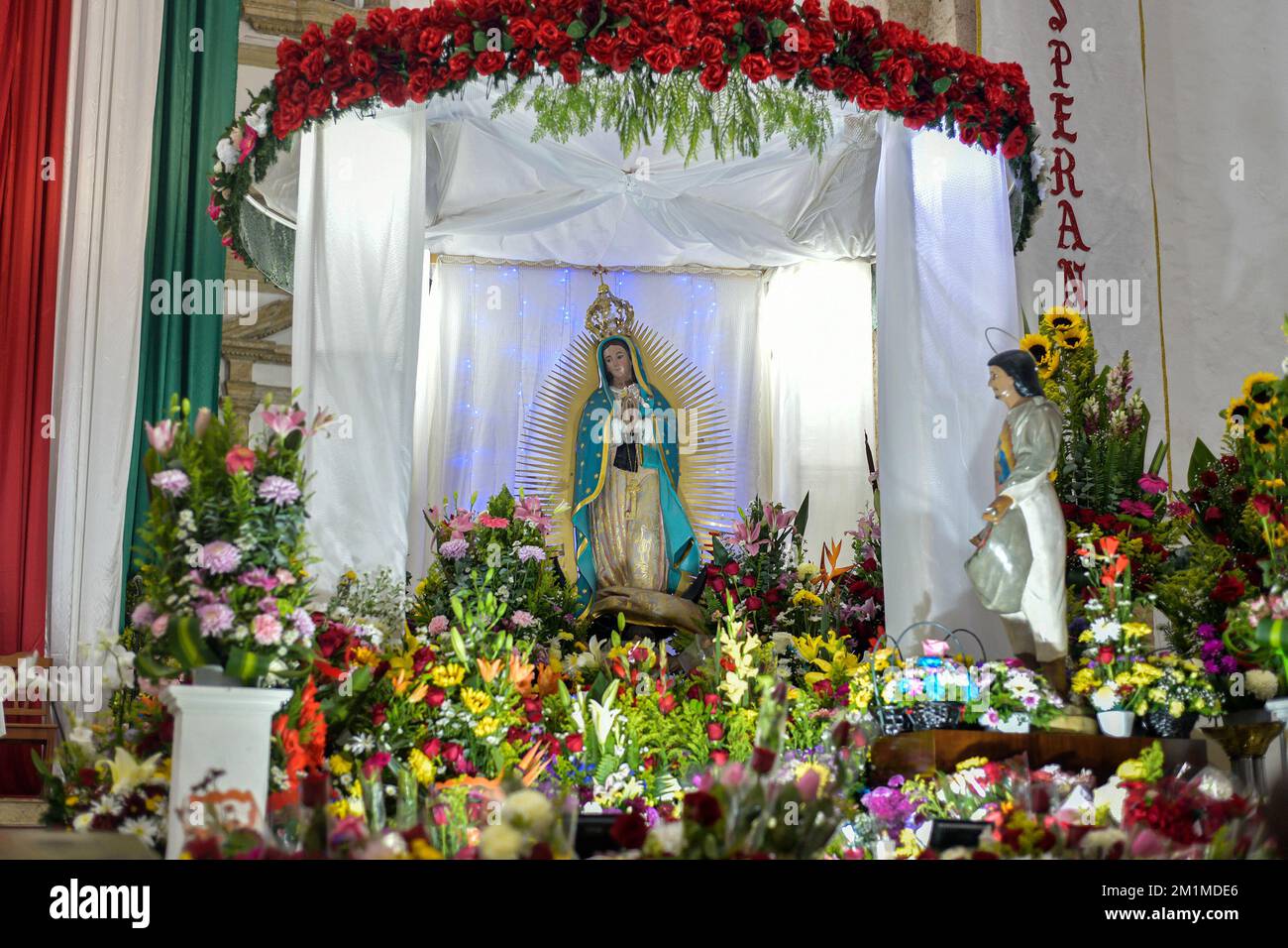 Merida, Mexico. 12th Dec, 2022. Devotees of Virgen of Guadalupe attend ...