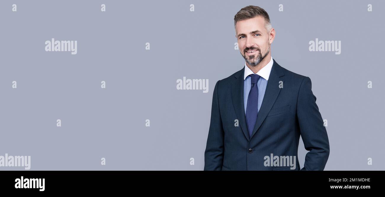 mature man leader with grizzled hair in formal suit, charisma. Man face ...