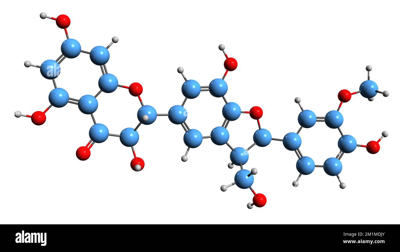 3D image of Silicristin skeletal formula - molecular chemical structure ...