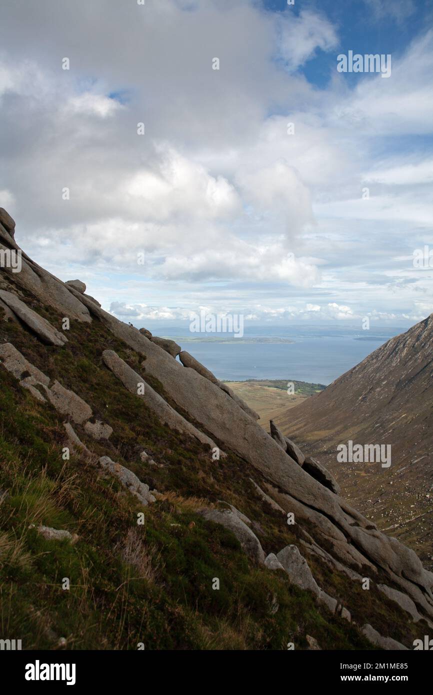 Glen Sannox viewed from the slopes of Cir Mhor the Isle of Arran ...