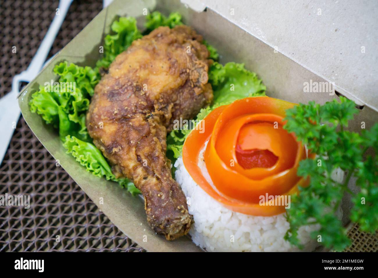 Homemade Indonesian Food, chicken butter with white rice, vegetables ...