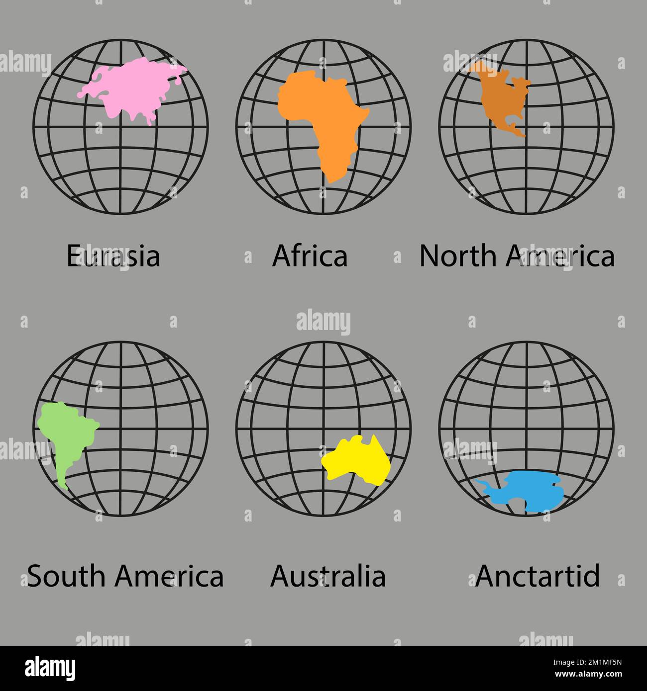 Sketch of the globe. Earth planet with continents of different colors ...