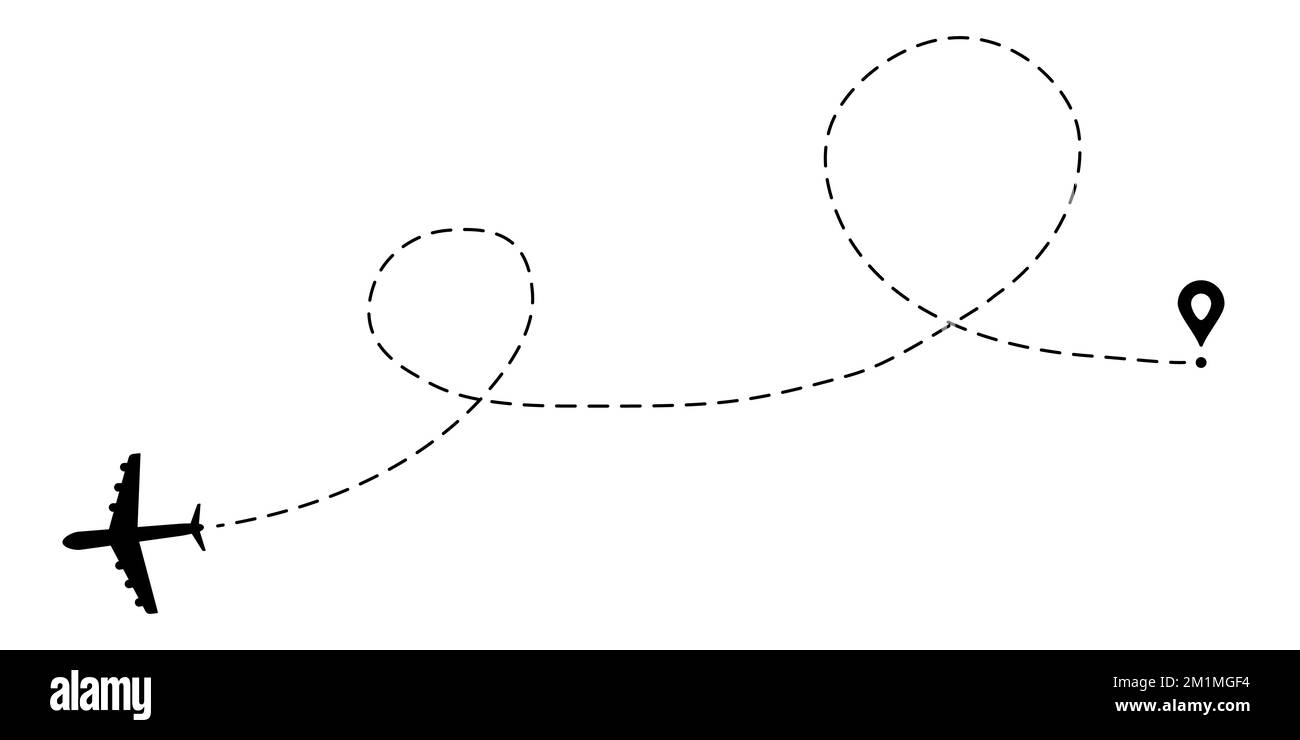 Airplane route - dotted lines. Tourism and Travel. Tourist route by ...