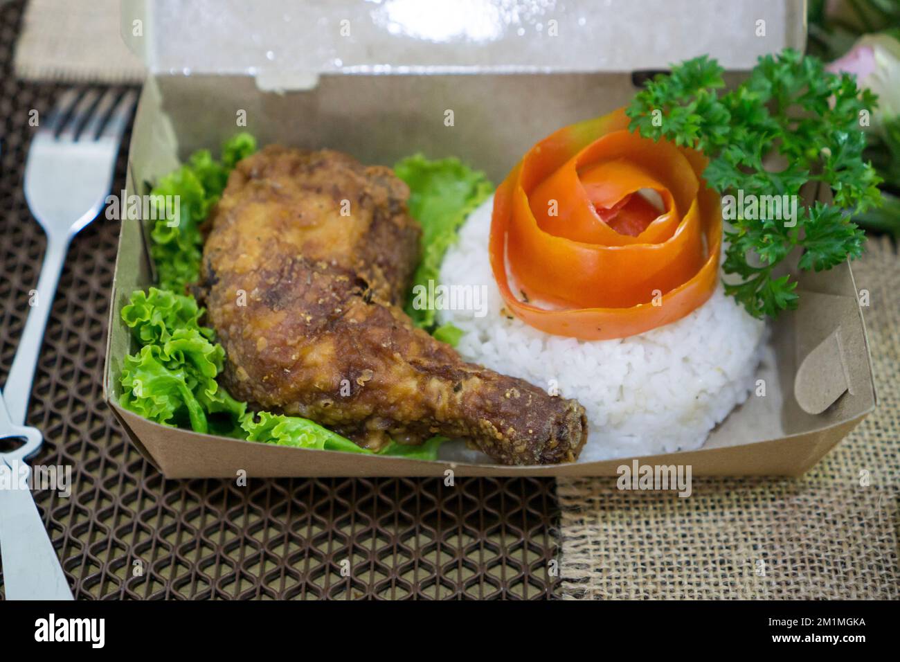 Homemade Indonesian Food, chicken butter with white rice, vegetables ...
