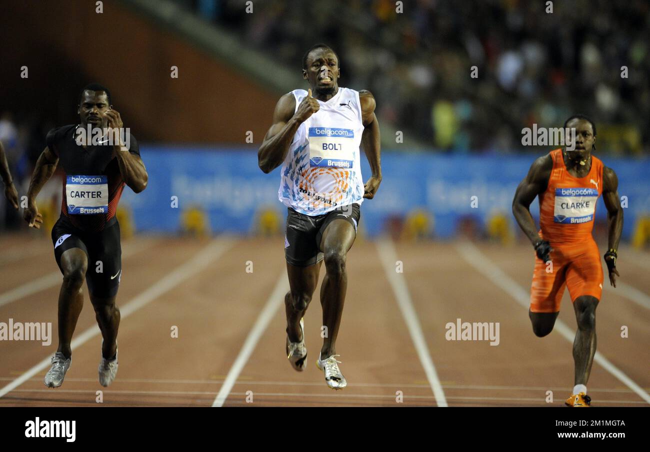 20110916 - BRUSSELS, BELGIUM: (L-R) Jamaica's Nesta Carter, Jamaica's ...