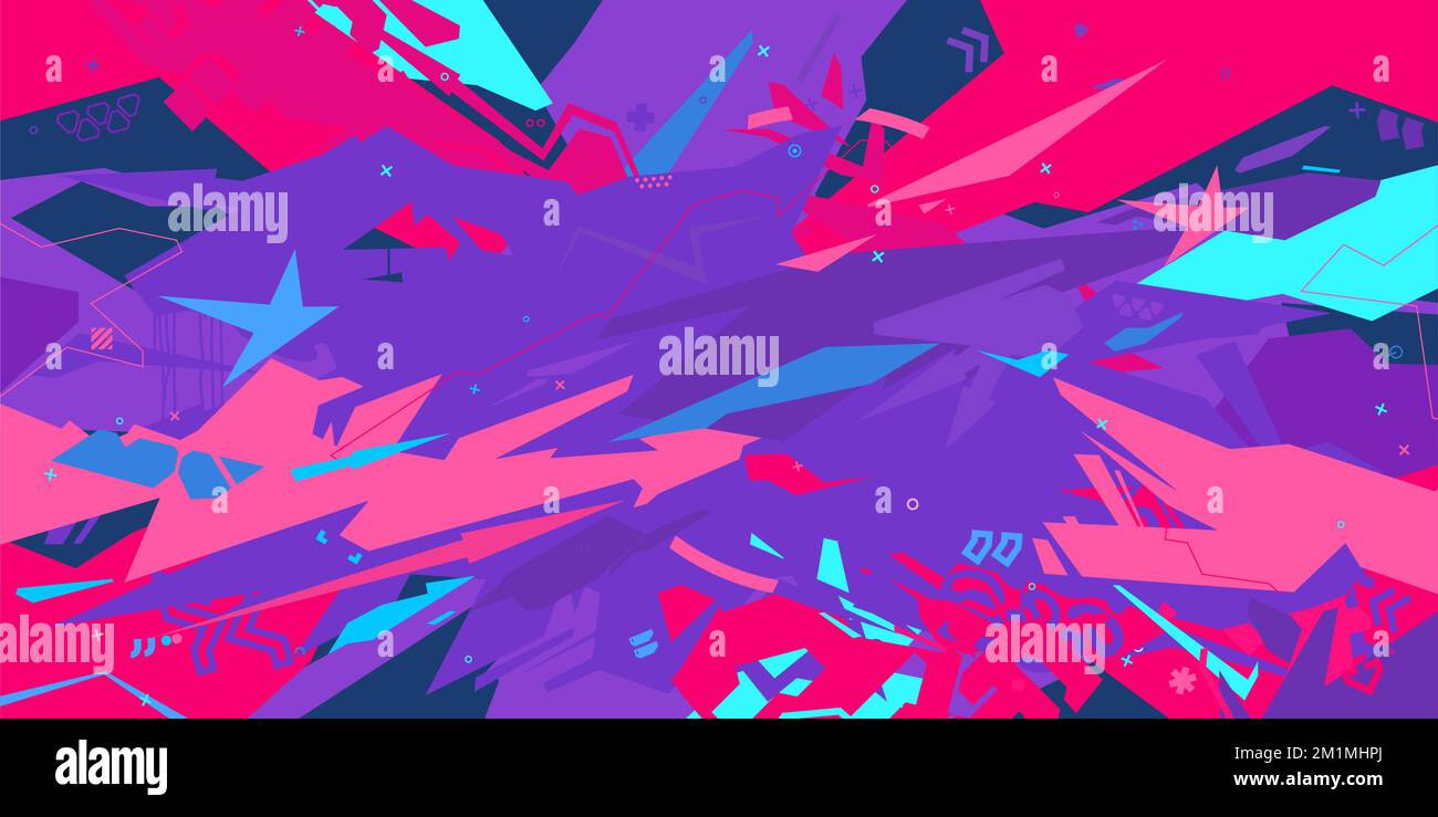 Trendy Metaverse Cyber Colorful Abstract Urban Street Art Graffiti Style Vector Illustration ...