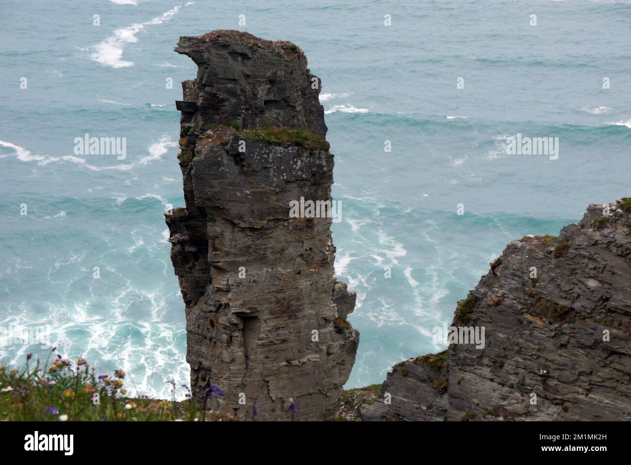 Slate Rock Pinnacle 'Stack' from the Old Lanterdan Quarry near Tintagel ...