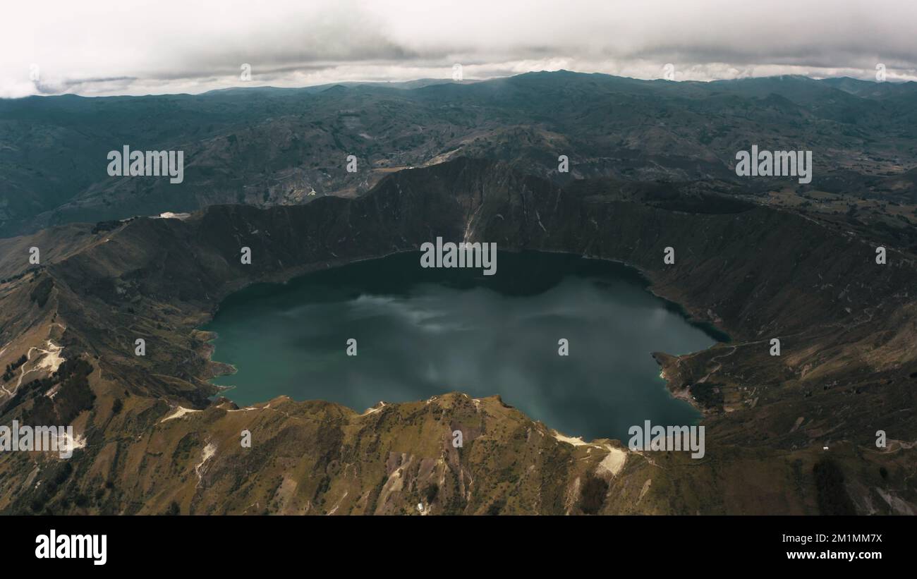 An breathtaking shot of the Quilotoa Volcano and Lake Crater under the ...