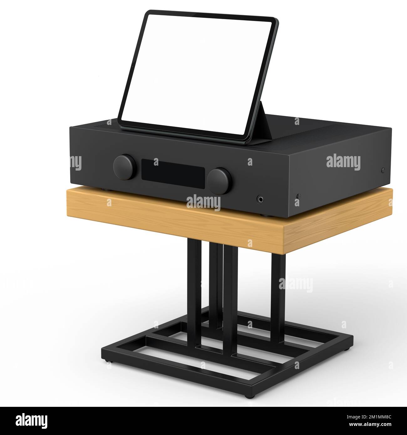 HiFi system with tablet and amplifier on stand for home theater on ...
