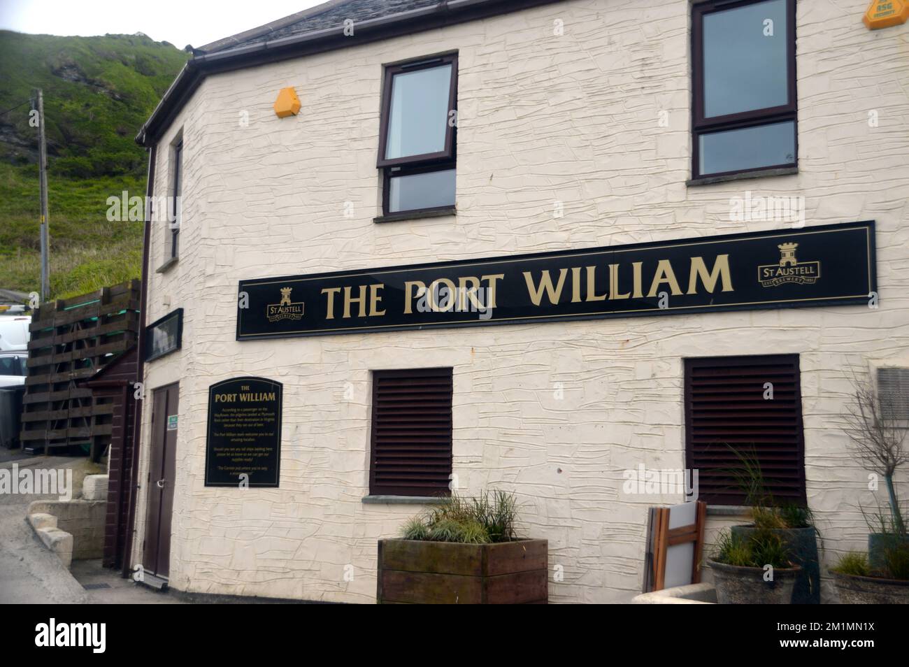 The Sign of the Port William Inn at Trebarwith Strand near Tintagel on ...